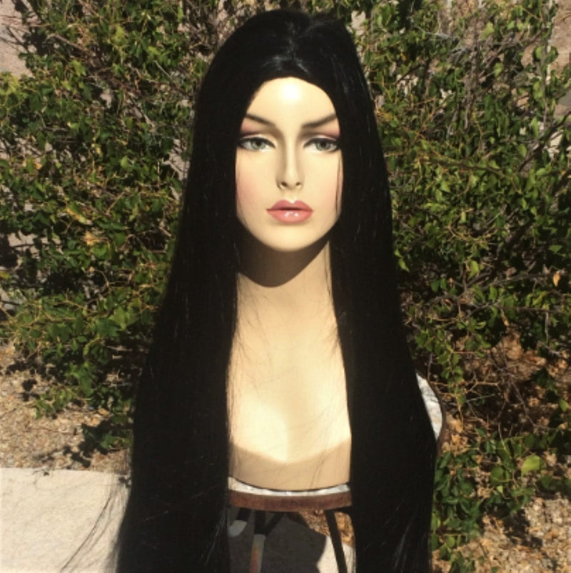 Morticia Gothic Wig | Long Black Halloween Wig | Royal Enchantments ...